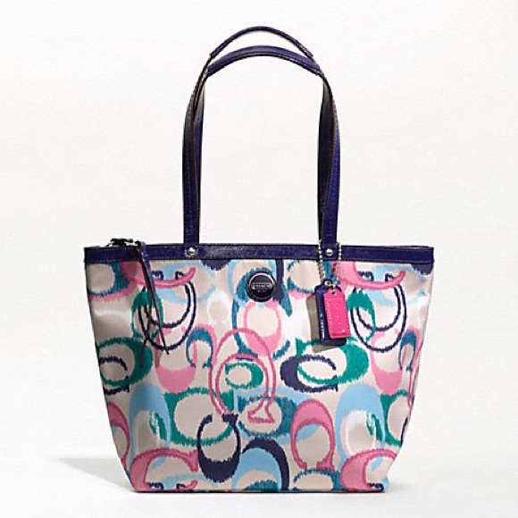 Coach | Bags | Coach Signature Stripe Ikat Print Tote | Poshmark